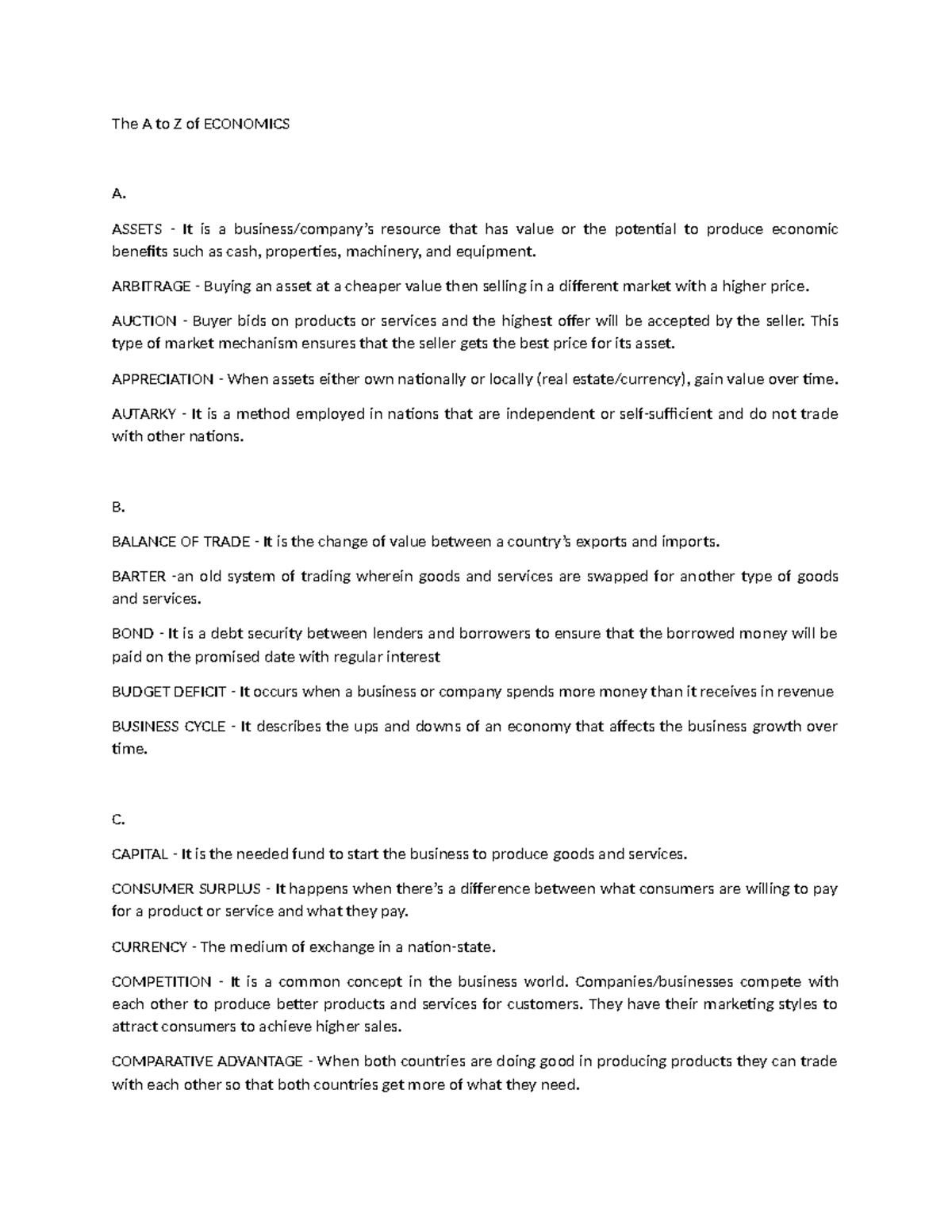 A to Z of economics: key concepts and definitions for understanding ...