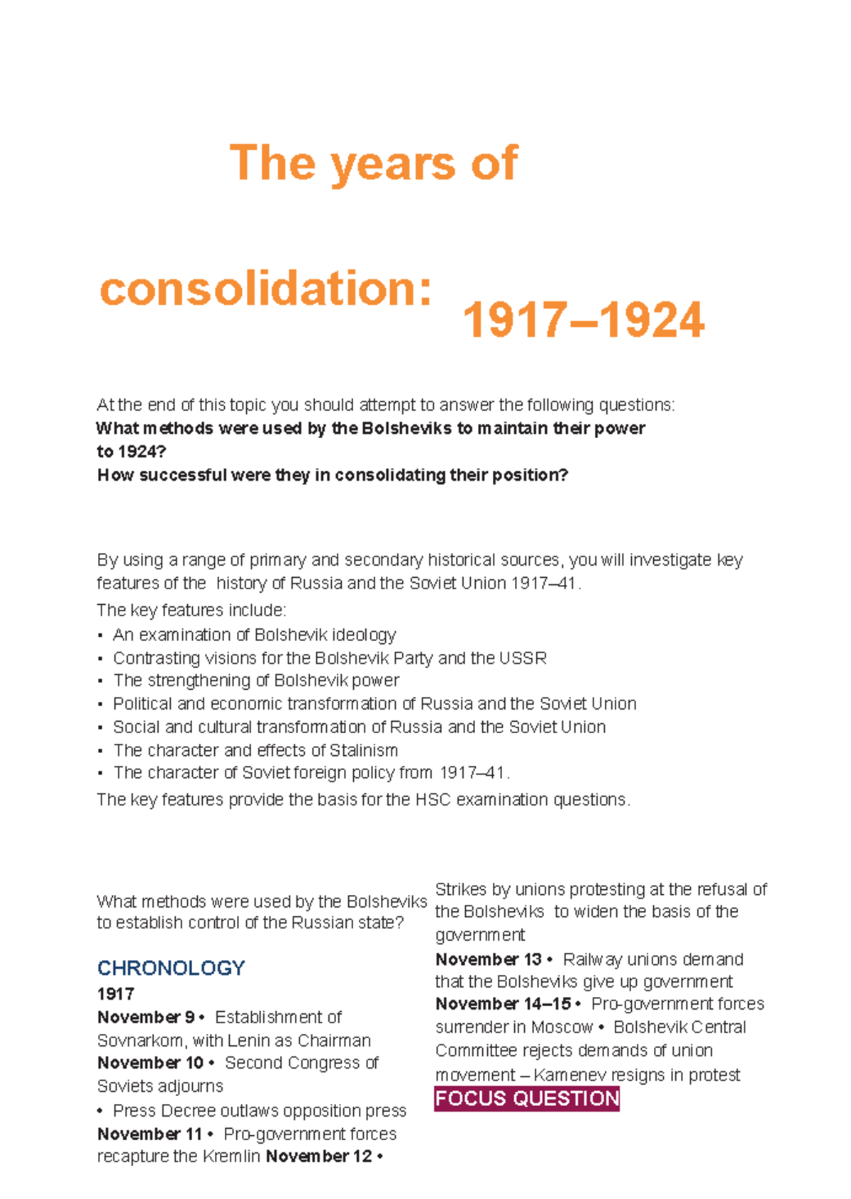 Consolidation of Bolshevik Power in Russia: A Study of 1917-1924 - Studocu