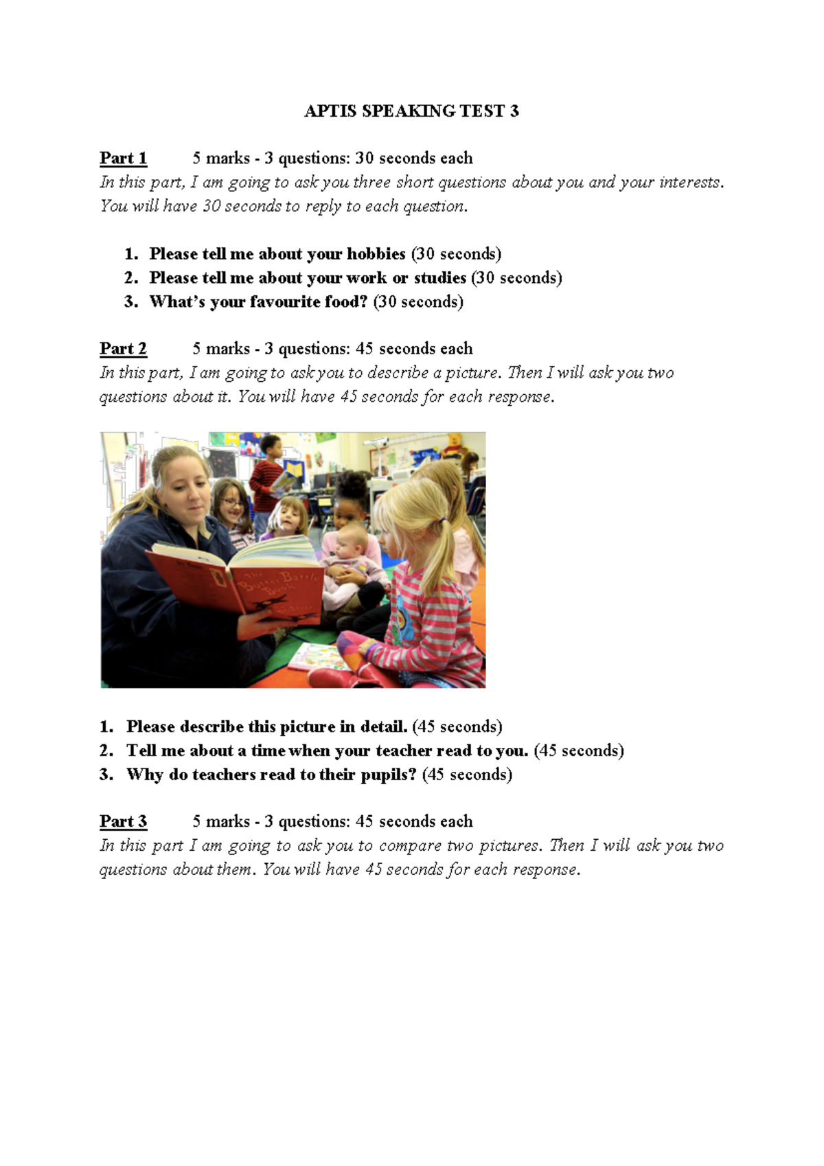 Aptis-Speaking 2 copy - The verb is a part of speech that denotes a ...