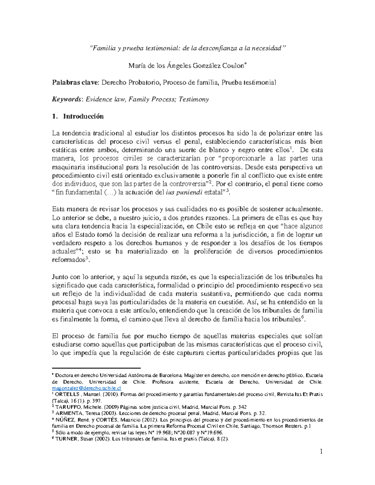 Proceso de Familia y Testigos: Análisis de la Prueba Testimonial MAGC ...