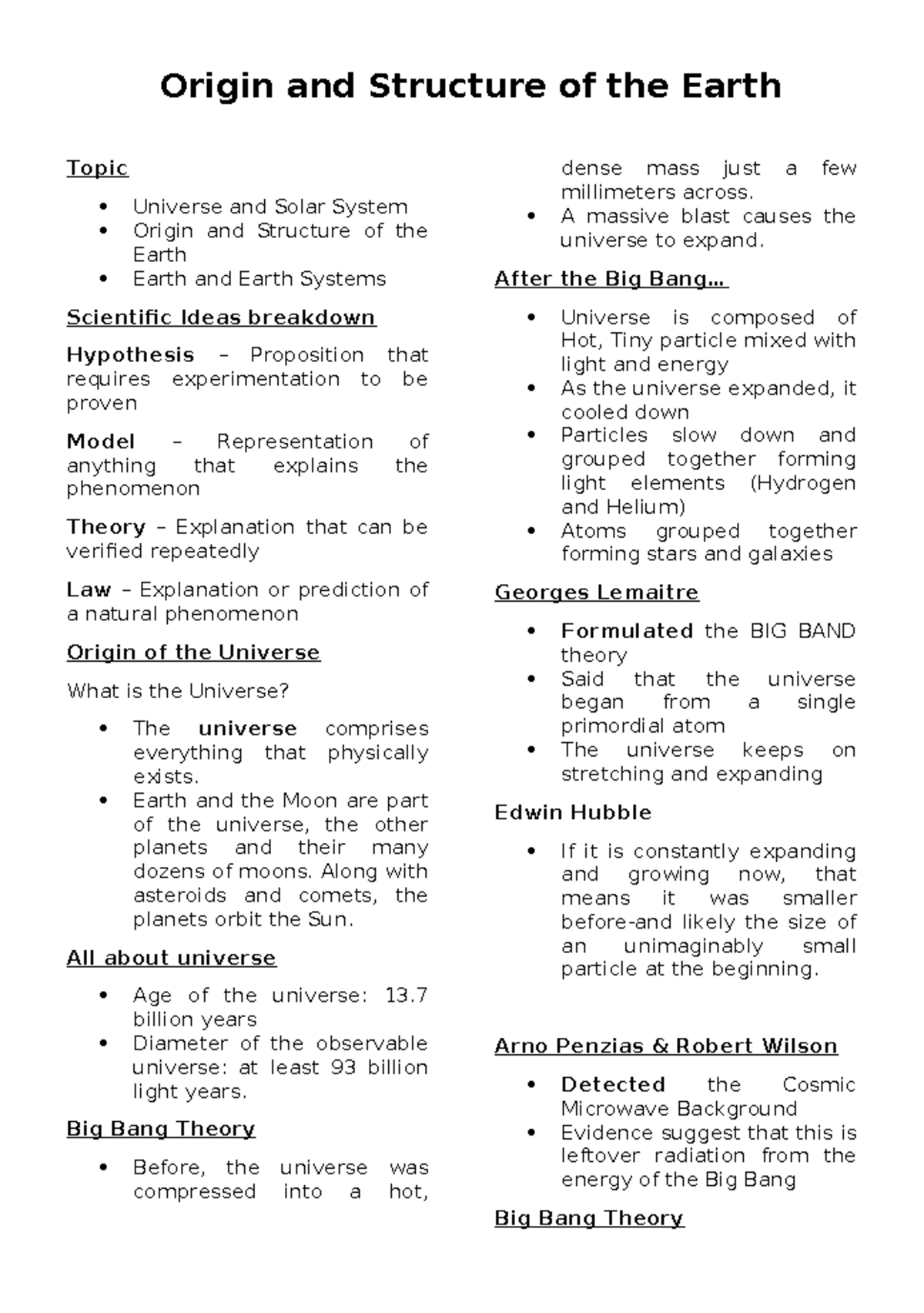 Origin and Structure of the Earth: Theories and Models Explained - Studocu