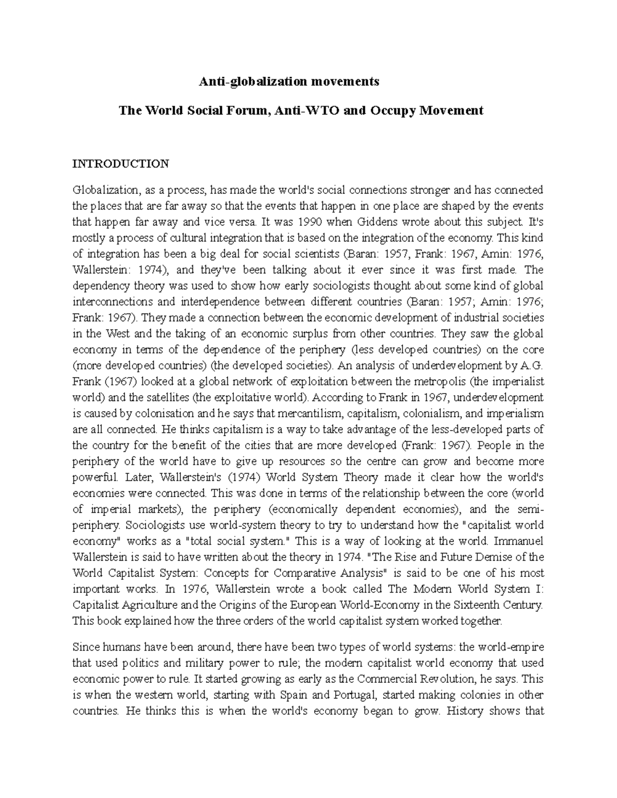 Anti globalization movements The World Social Forum, Anti-WTO and ...