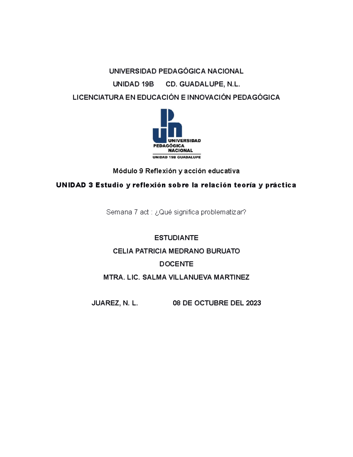ACT 1: Reflexiones sobre el Problema de la Educación y Aprendizaje - Studocu
