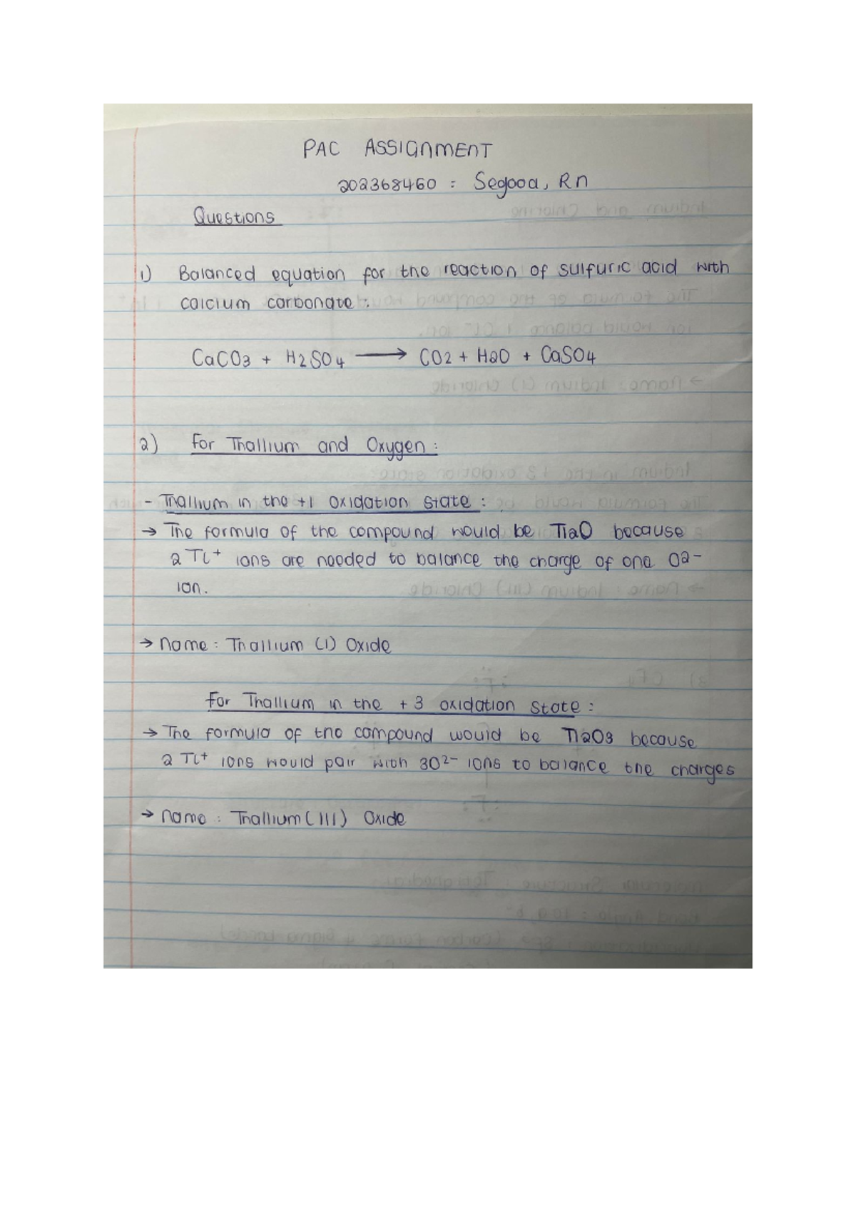 PAC 123F assignment: Chemical reactions and oxidation states analysis ...