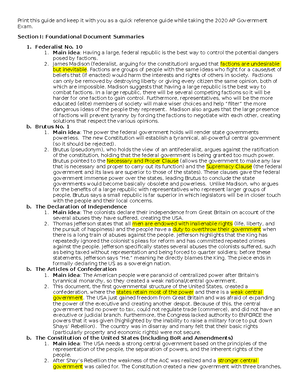 Required Documents Cheat Sheet - AP U. Government: Foundational ...