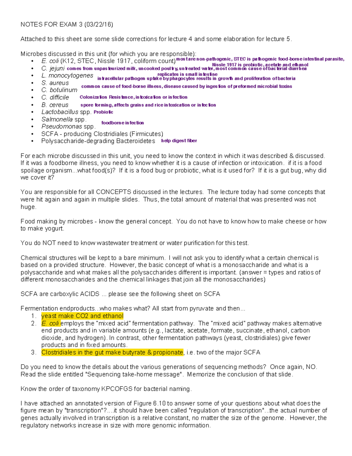 Notes FOR EXAM 3 - Exam 3 review guide - NOTES FOR EXAM 3 (03/ 22 /16 ...