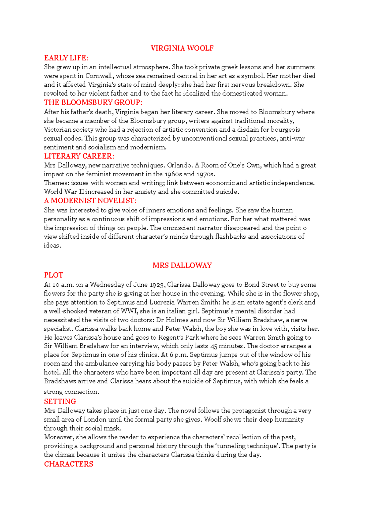 Virginia Woolf's Mrs Dalloway: Analysis & Themes Exploration - Studocu