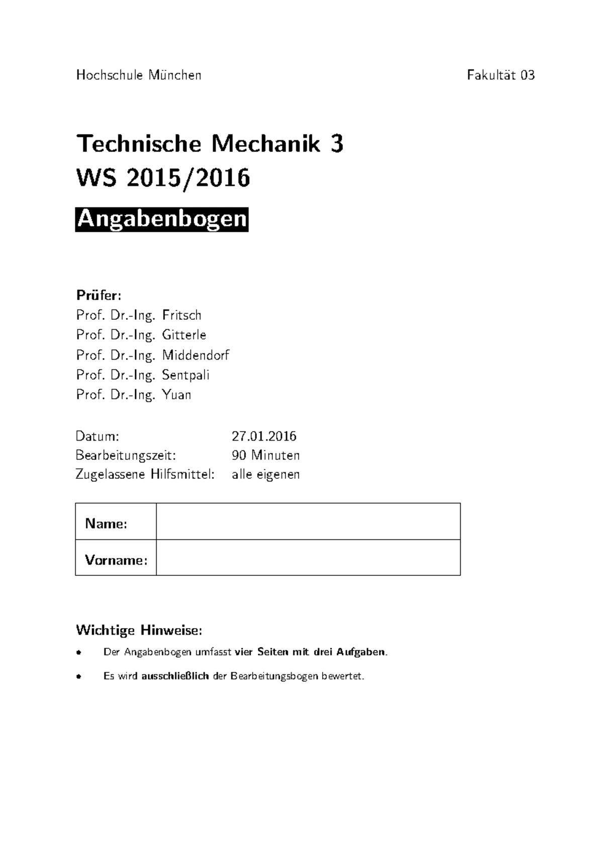 Formelsammlung Technische Mechanik 3 - Hochschule Formelsammlung TM3 Skript Prof. Dr. Wandinger ...