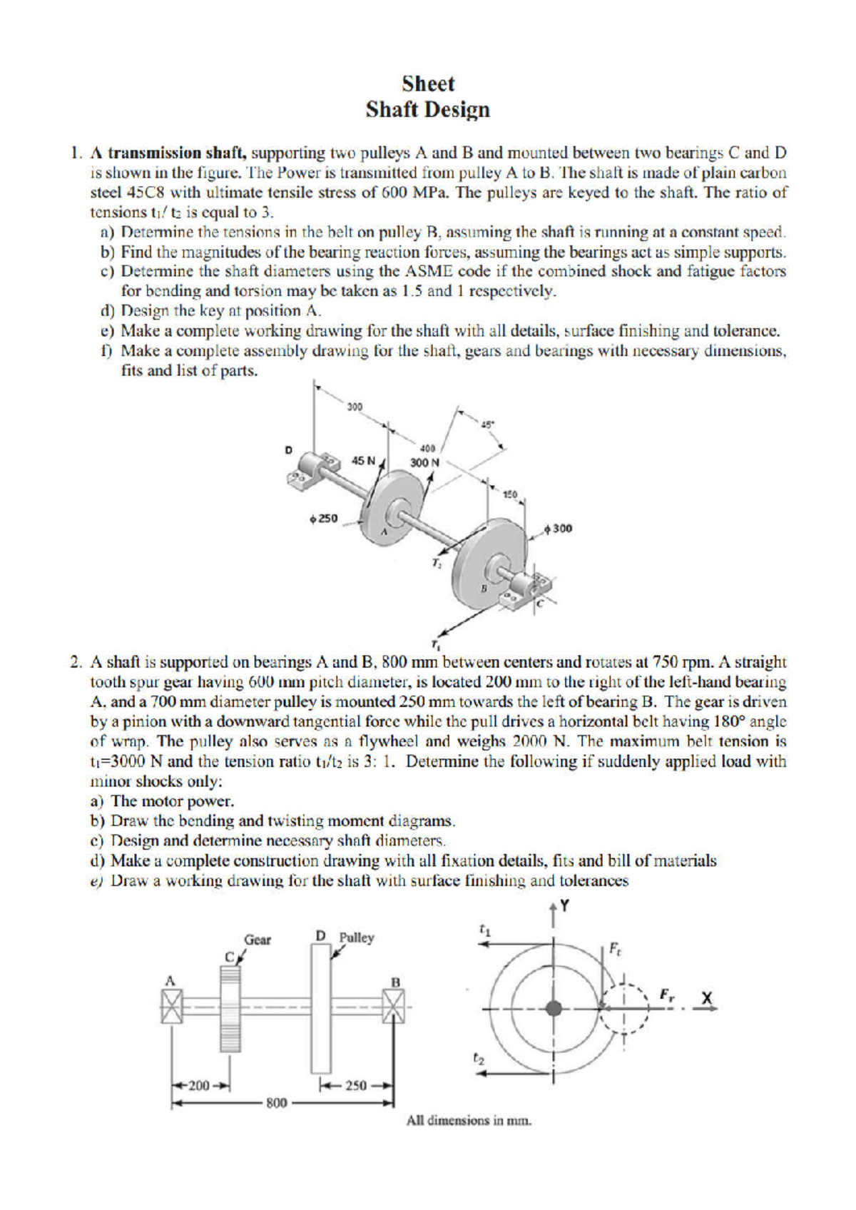 Shaft Design MC Sheet: Analysis, Drawing, & Calculations - Studocu