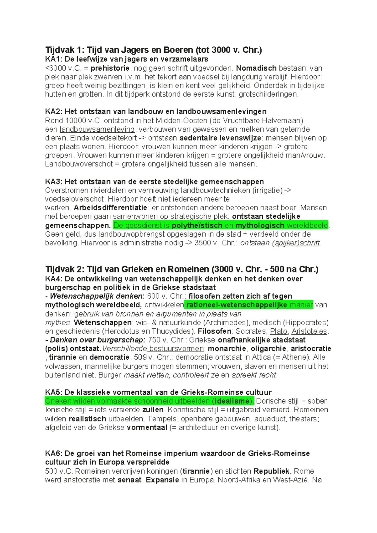 Kenmerkende Aspecten Geschiedenis (GS) - Van Jagers tot Revoluties ...