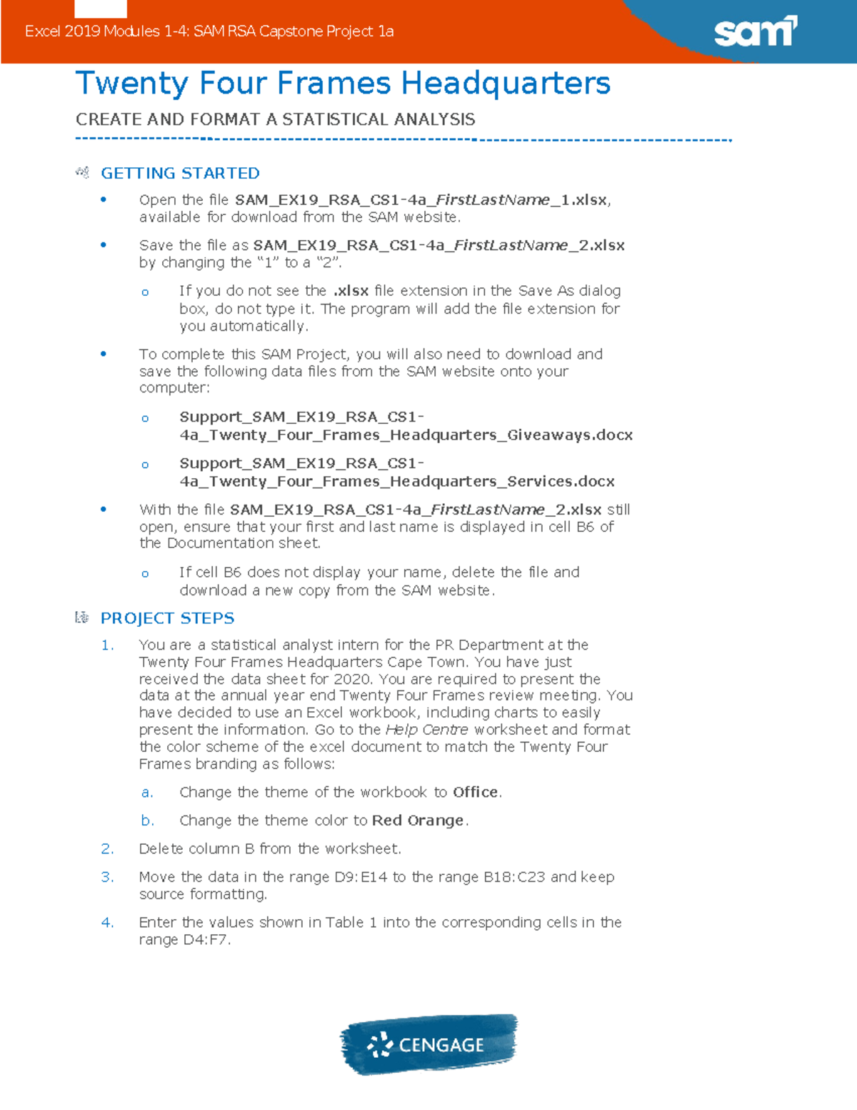 Statistical Analysis Instructions for SAM EX19 RSA CS1-4a Project - Studocu