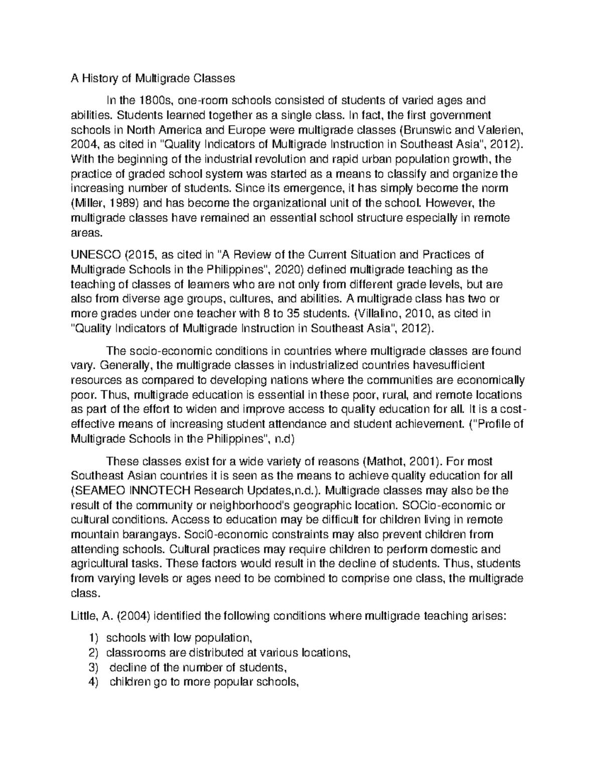 Study on the History and Nature of Multigrade Programs in Education ...