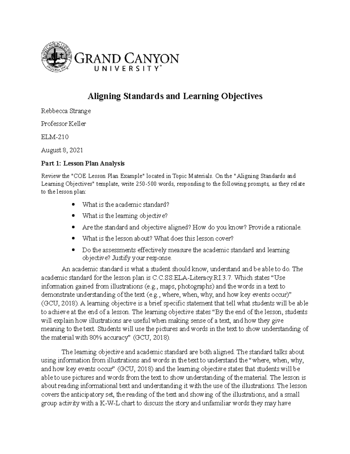 ELM-210-D-T2-Final Exam: Aligning Standards & Learning Objectives ...