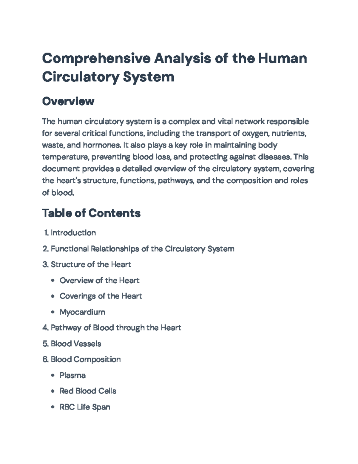 Human Circulatory System Overview for Biology 101: Structure & Function ...