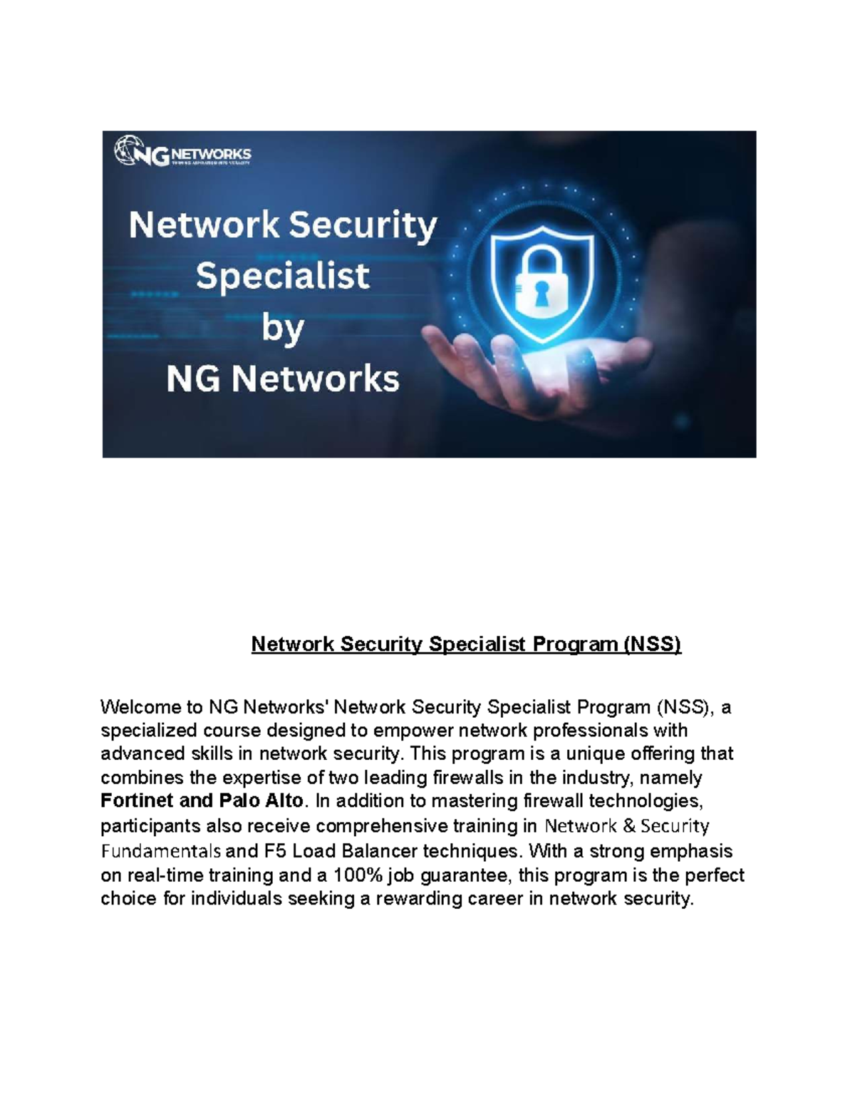 Network Security Specialist Program (NSS) Overview and Training Details ...