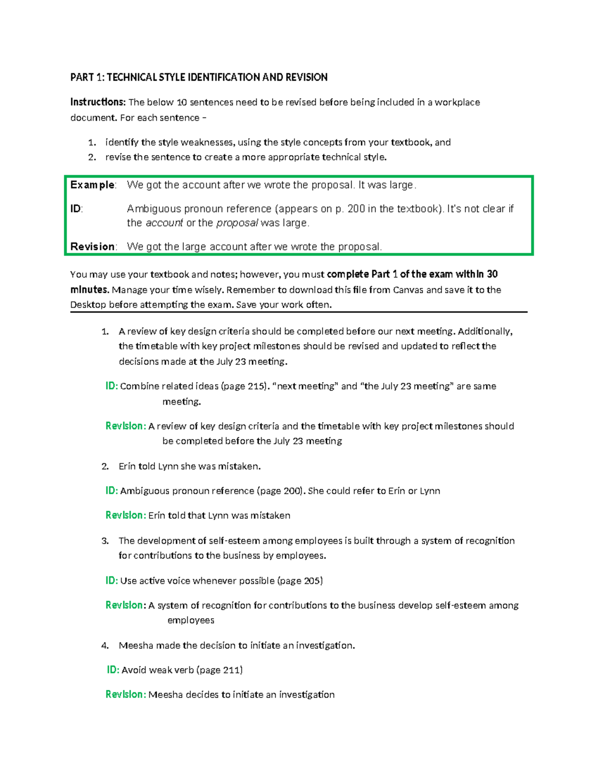 Final Exam - Technical Style Identification and Revision Part 1 - Studocu