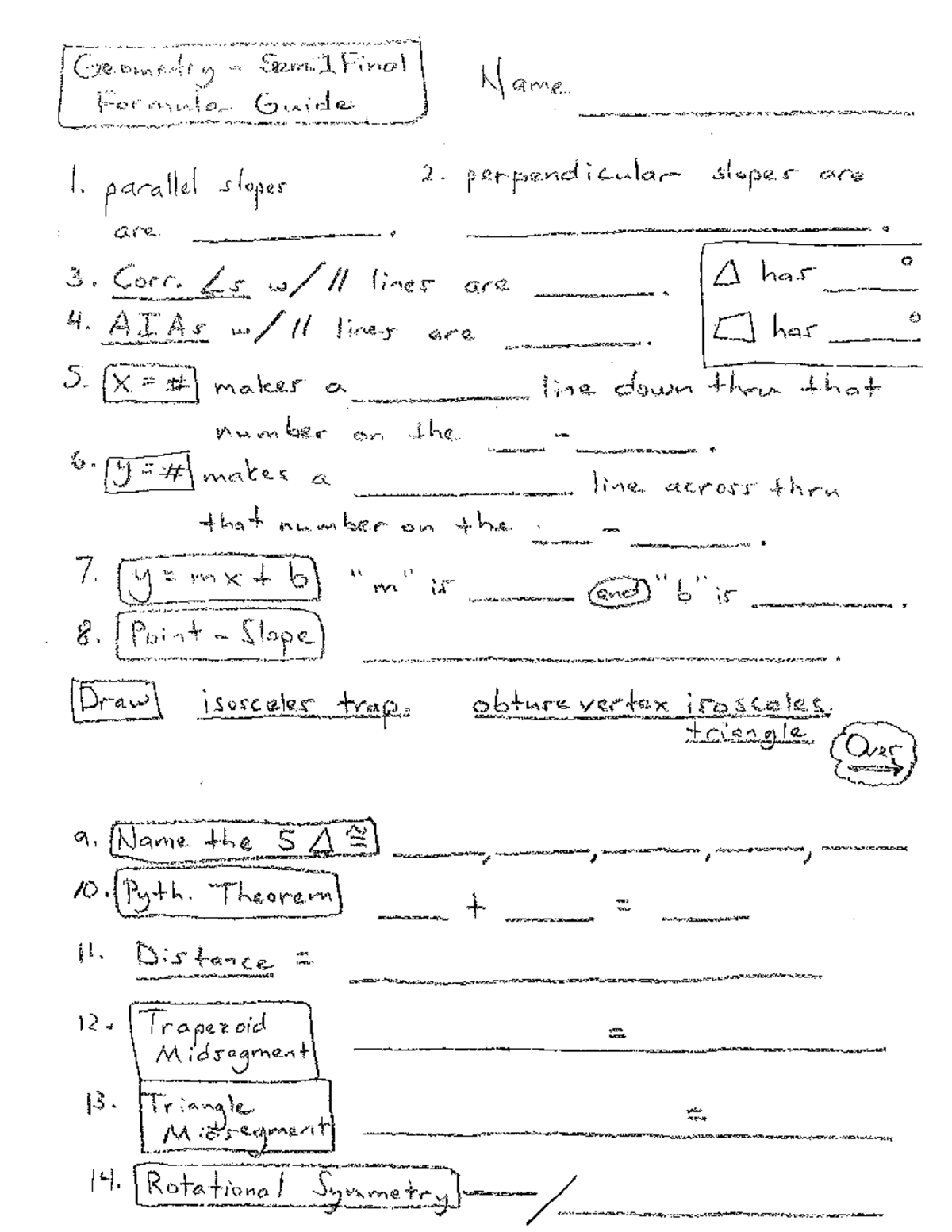 Fall+Final+Review+Guide - Geometry Sem Name Formula Guide 1. parallel slopes 2. perpendicular ...
