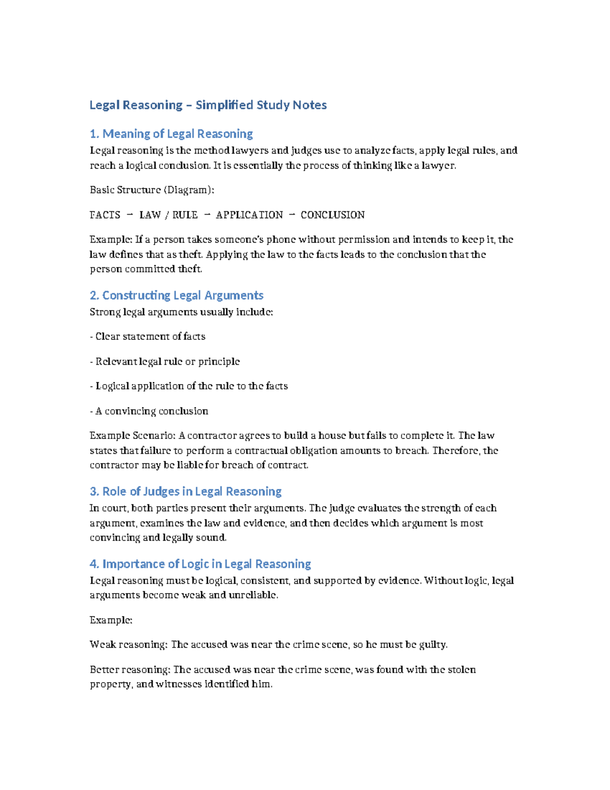 Legal Reasoning Simplified Study Notes (LR101) - Studocu