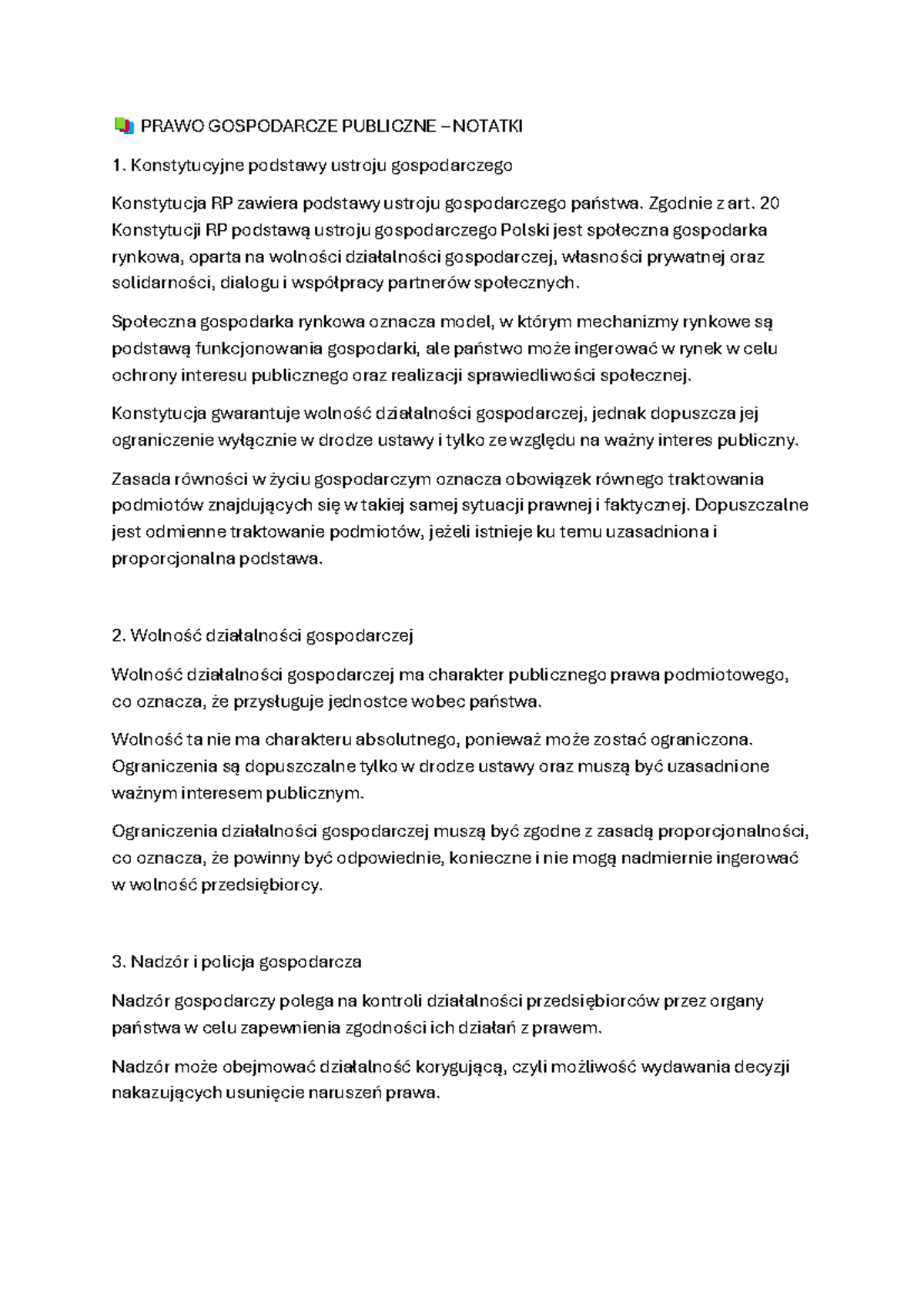 PRAWO GOSPODARCZE PUBLICZNE: NOTATKI EGZAMINACYJNE - Studocu