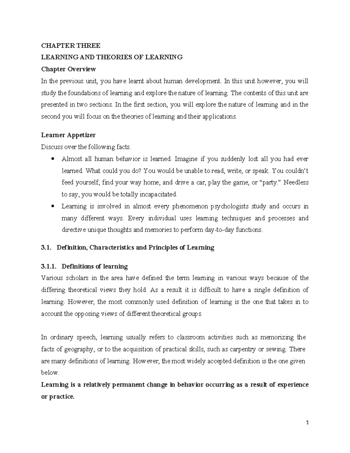 Psychology Unit 3: Learning Concepts and Theoretical Frameworks - Studocu