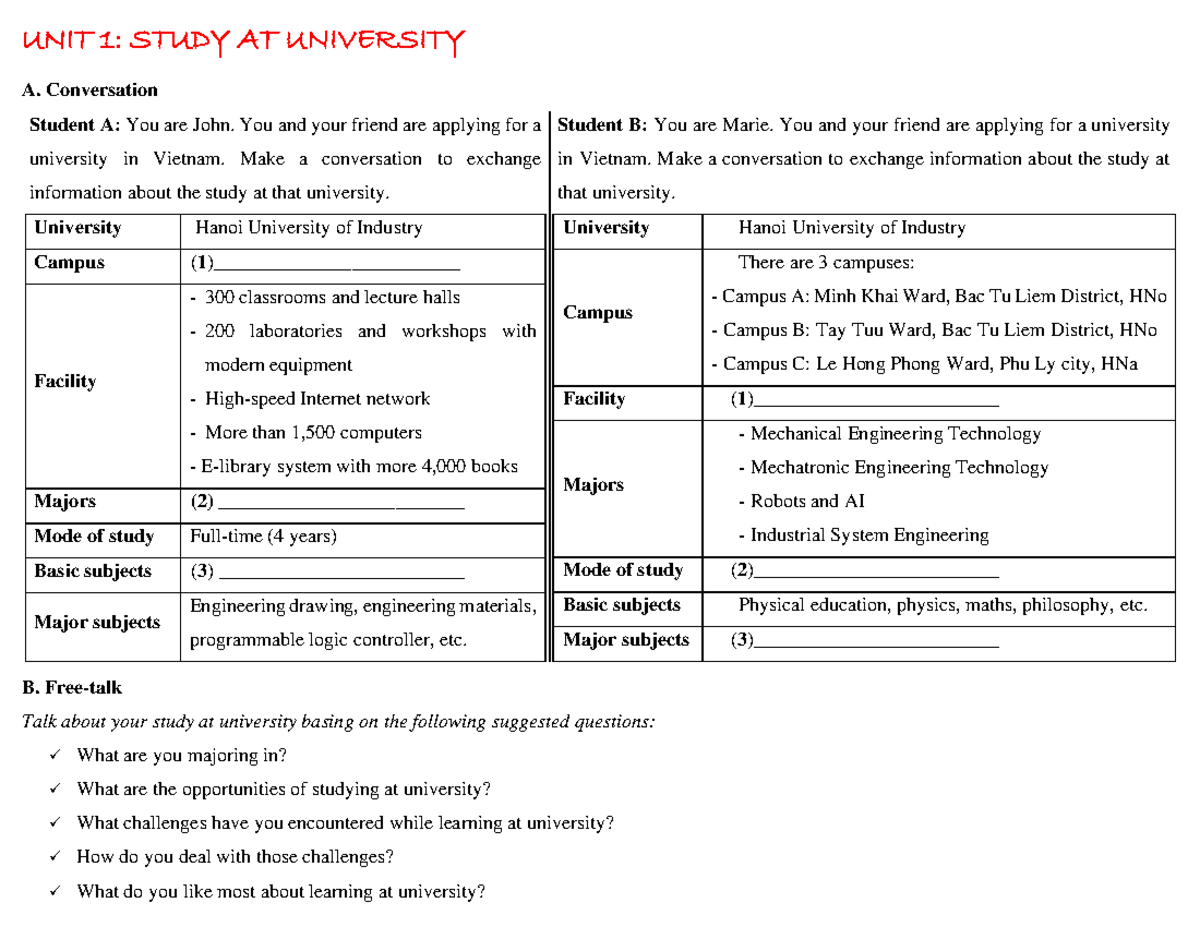 Speaking Skill - BME4 - Conversation Practice and Study Guide - Studocu