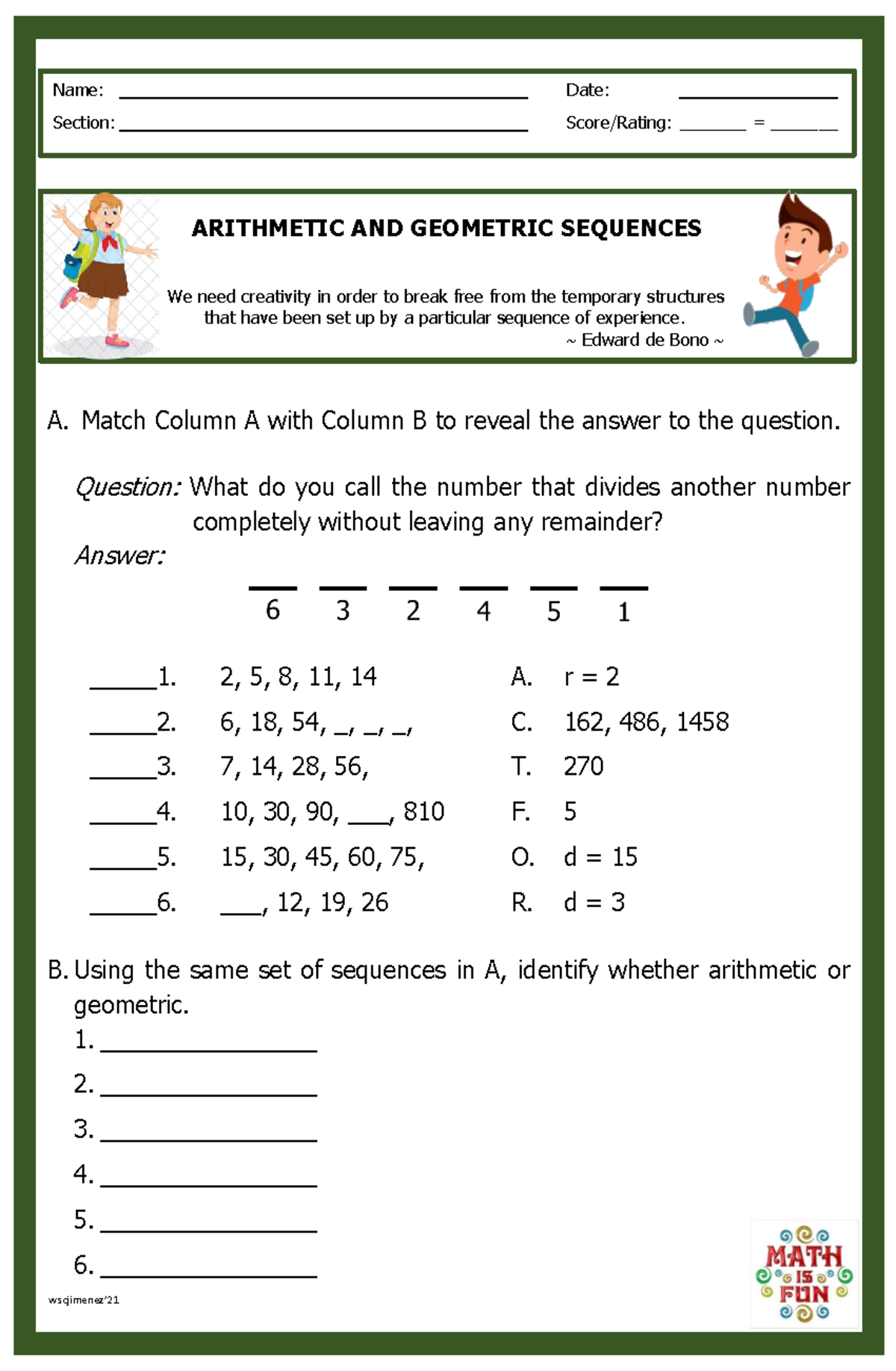 Module 1 Arithmetic Geometric Sequences Notes Studocu