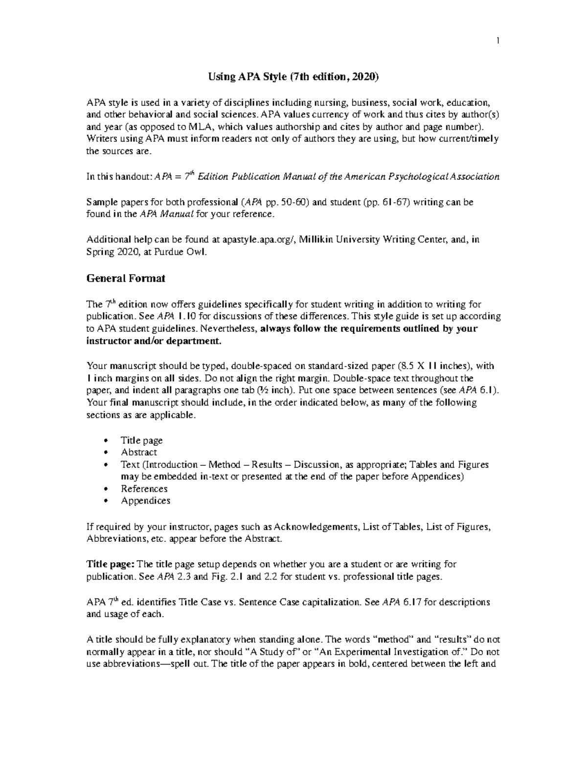 APA 7th Edition Guide: Formatting, Citing, and Referencing Instructions ...