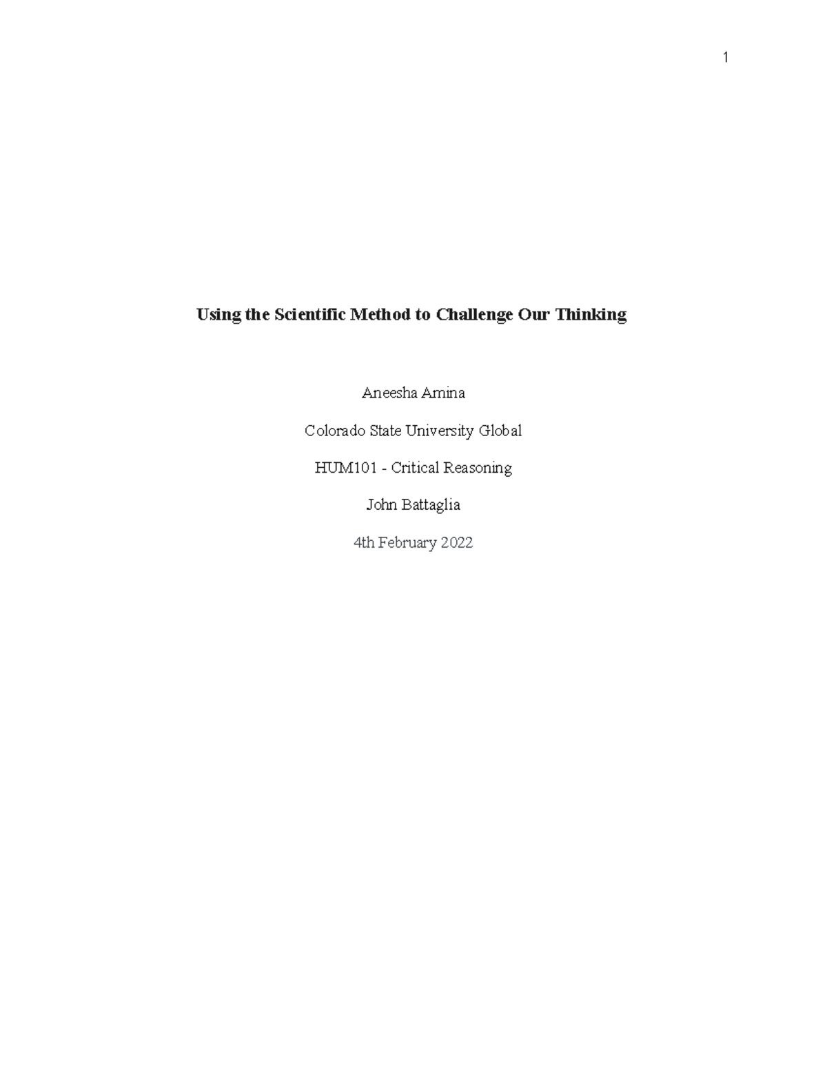 HUM101 - Utilizing the Scientific Method for Enhanced Critical Thinking ...