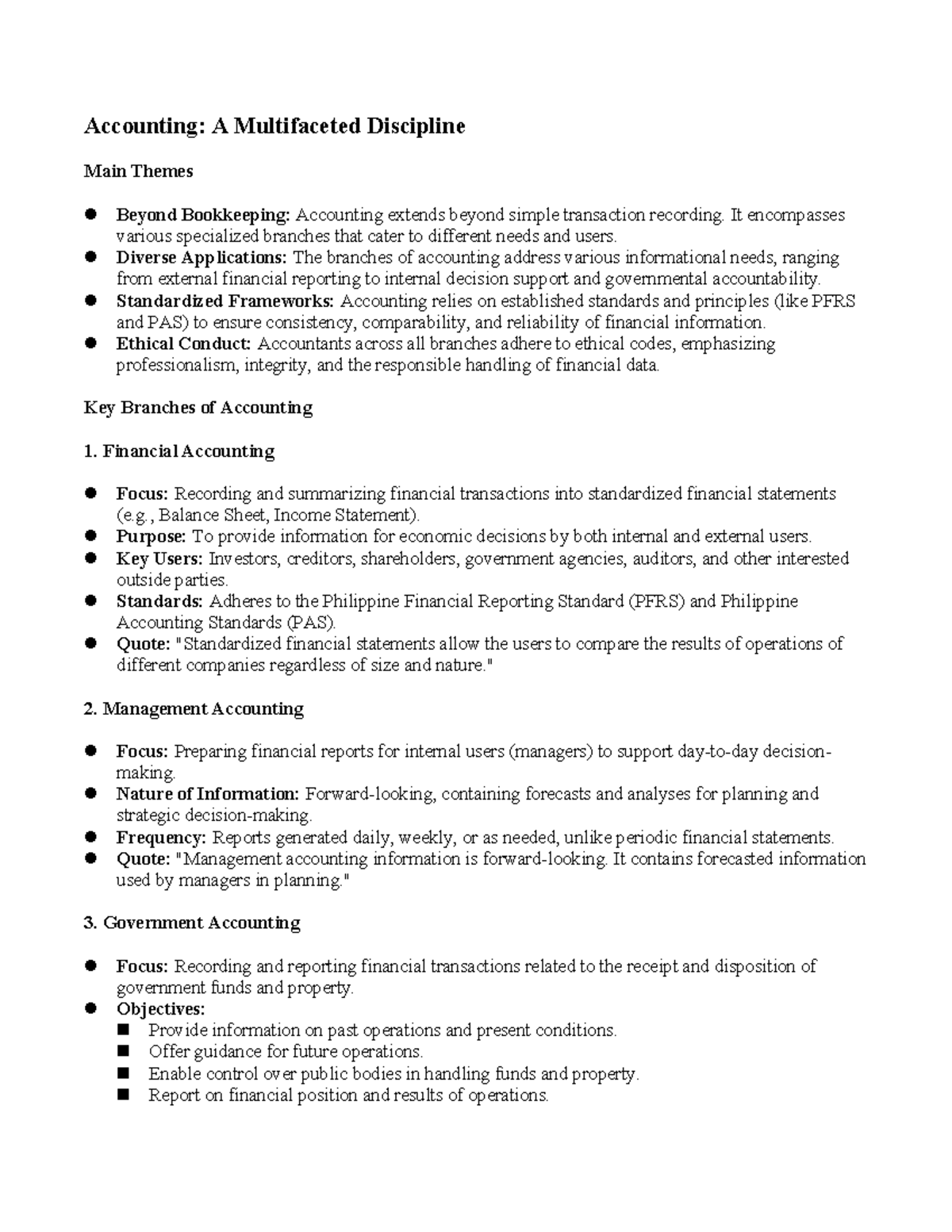 Accounting A Multifaceted Discipline - It encompasses various ...