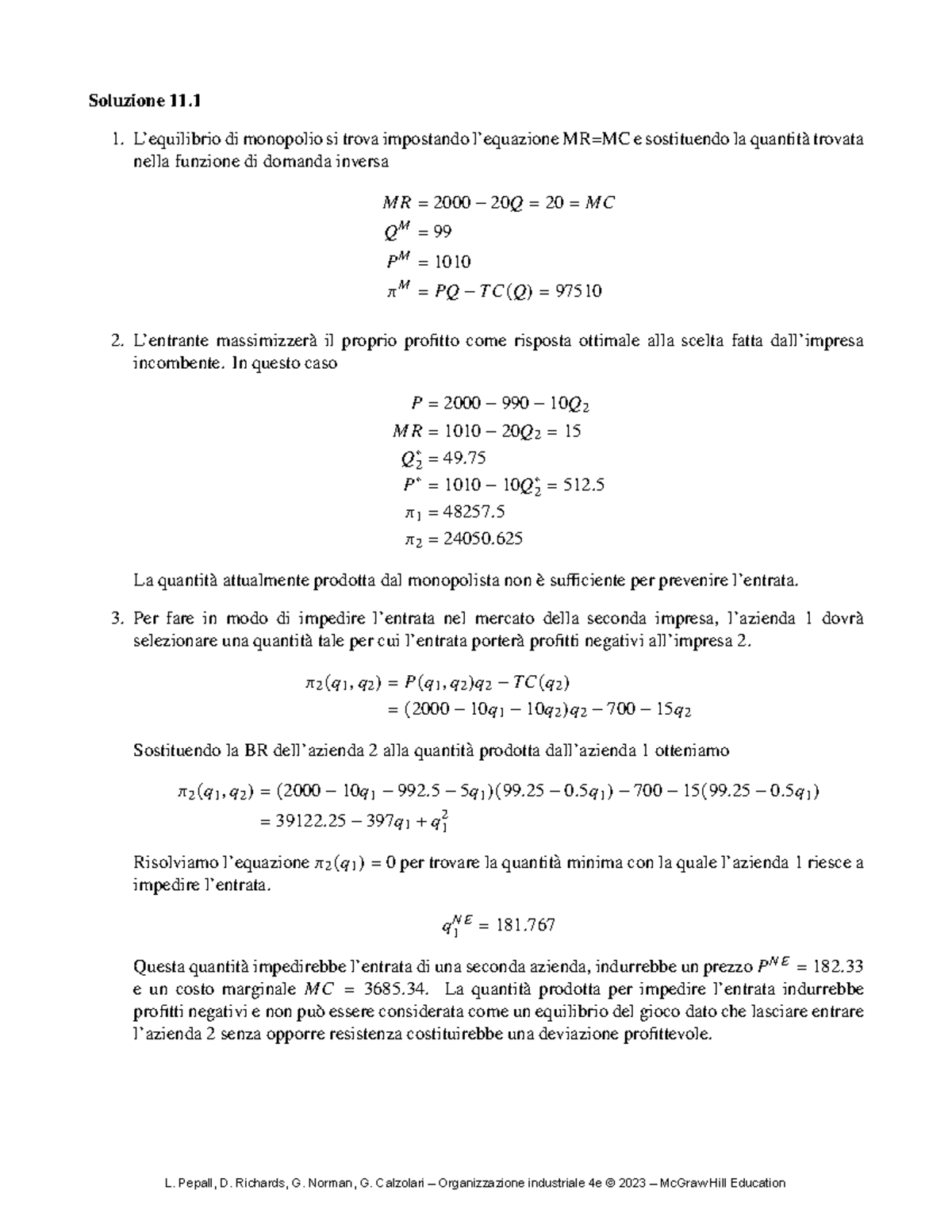 Pepall 4e soluzioni cap11 3 - Soluzione 11. L’equilibrio di monopolio ...