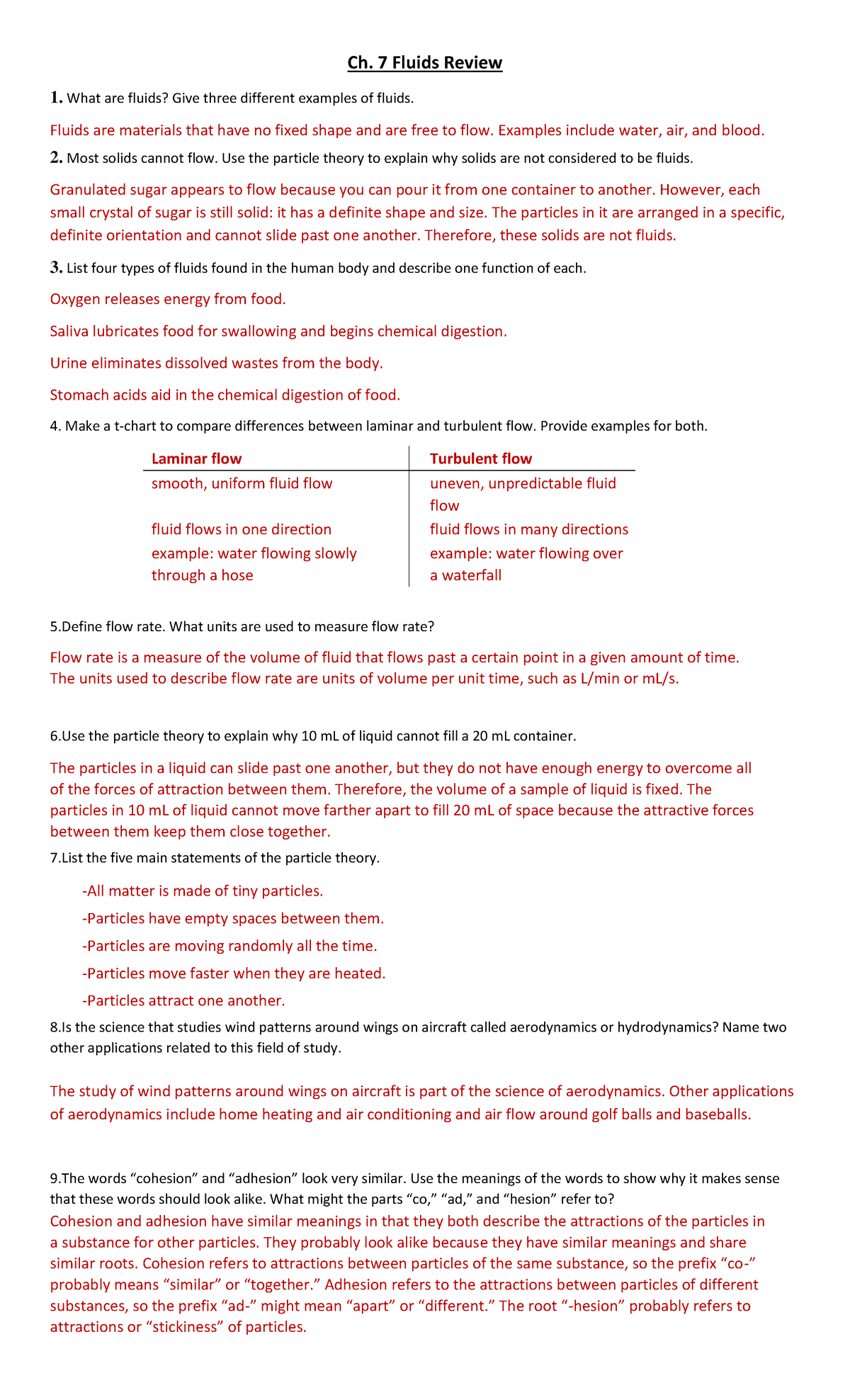 7.0 Chapter 7 Fluids Review Questions - Answer Key - Gr. 8 - Studocu