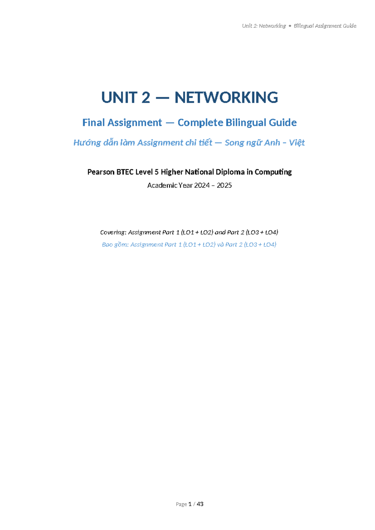 Unit 2: Networking Bilingual Assignment Guide (Final Assignment) - Studocu