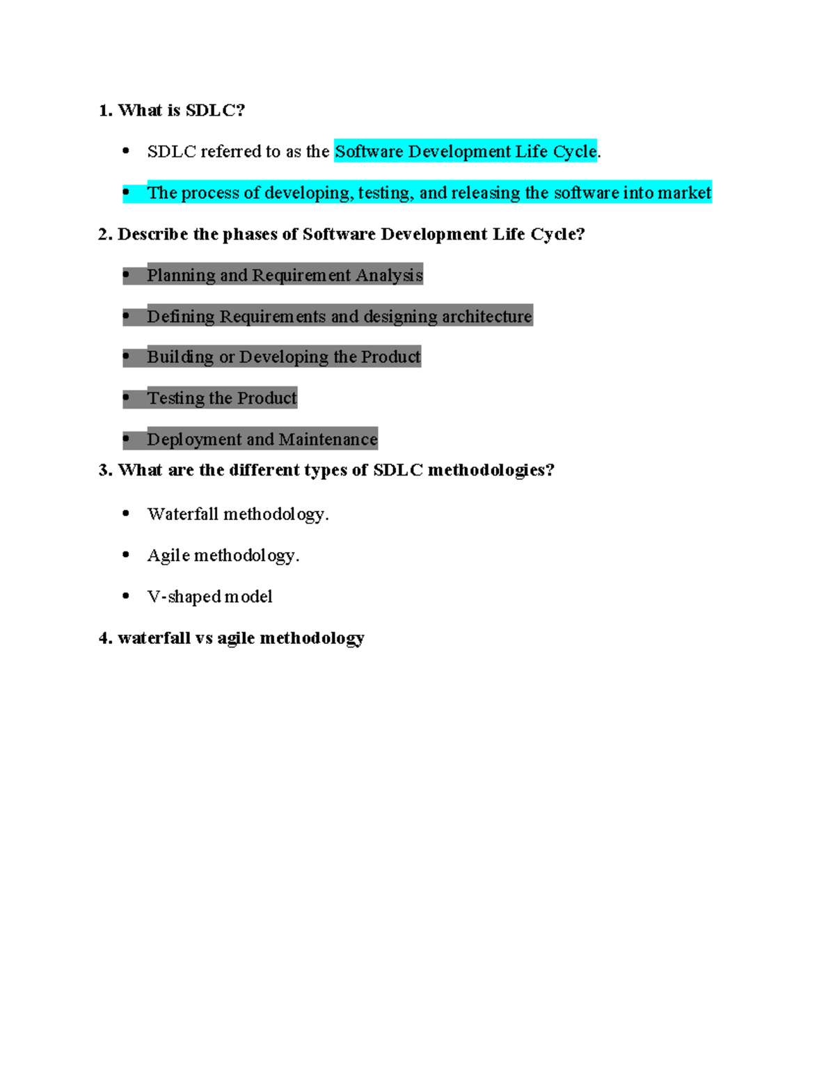 Agile Document - question and answers - What is SDLC? SDLC referred to ...
