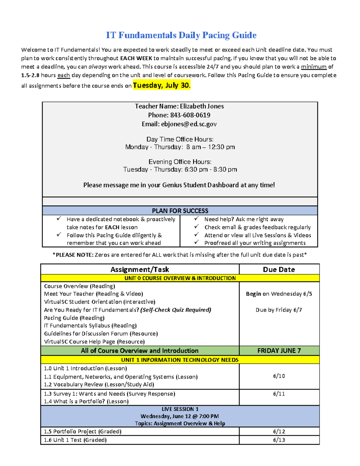 IT Fundamentals Pacing Guide 2024 E - IT Fundamentals Daily Pacing ...