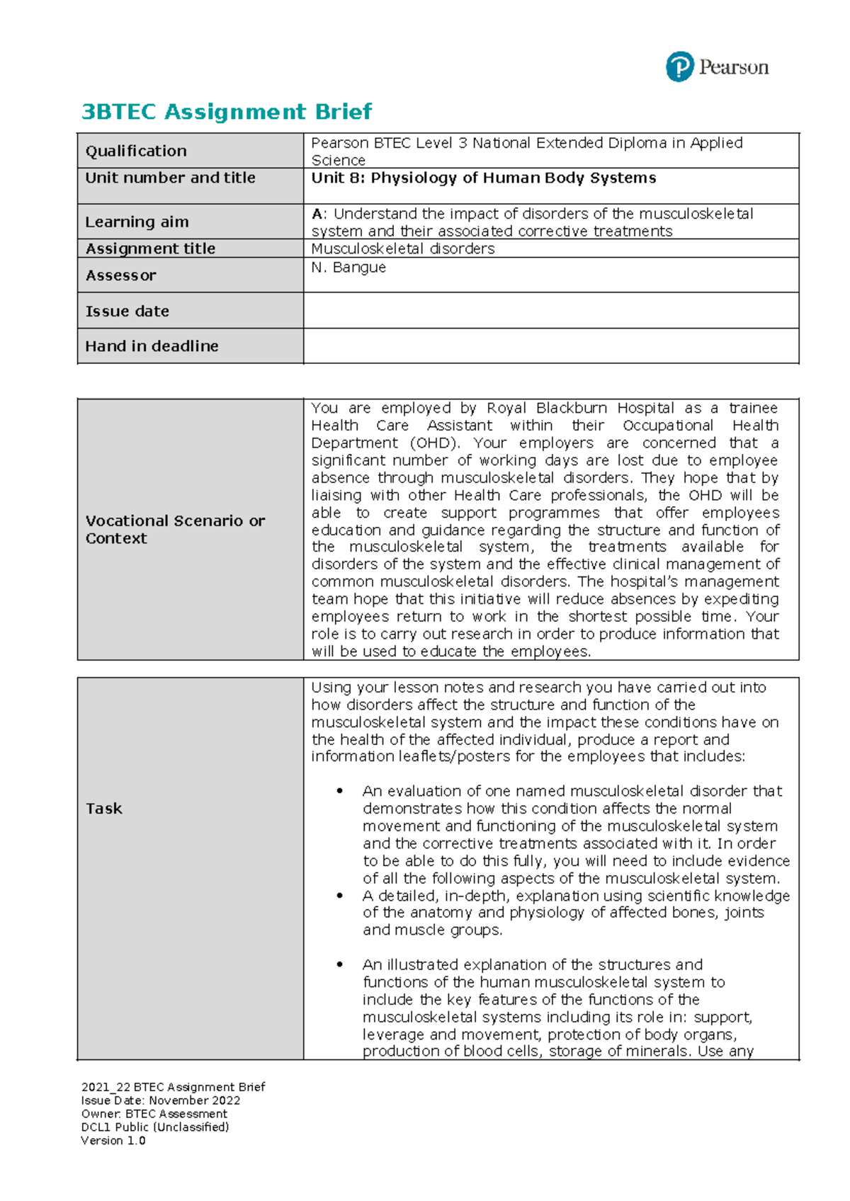 Unit 8A Assignment: Understanding Musculoskeletal Disorders and ...