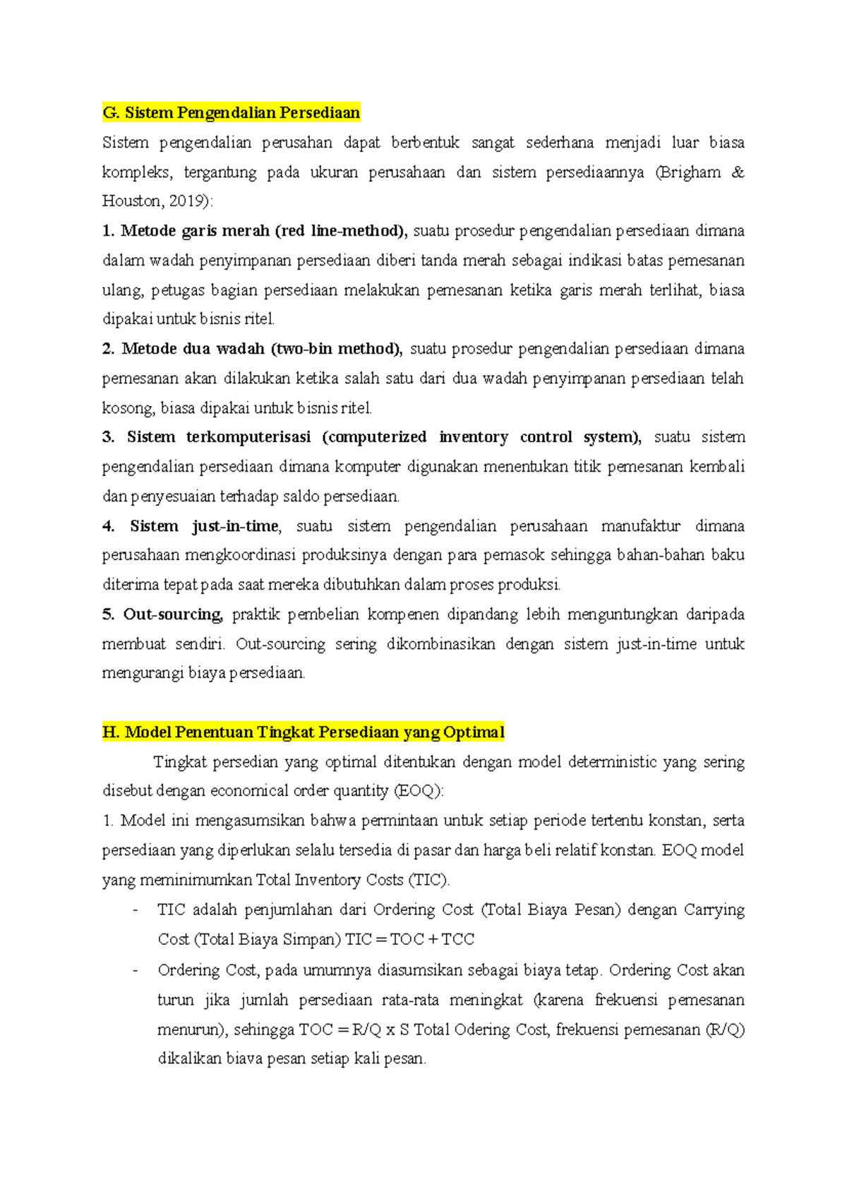Sistem Pengendalian Persediaan: Metode dan Model EOQ dalam Manajemen - Studocu