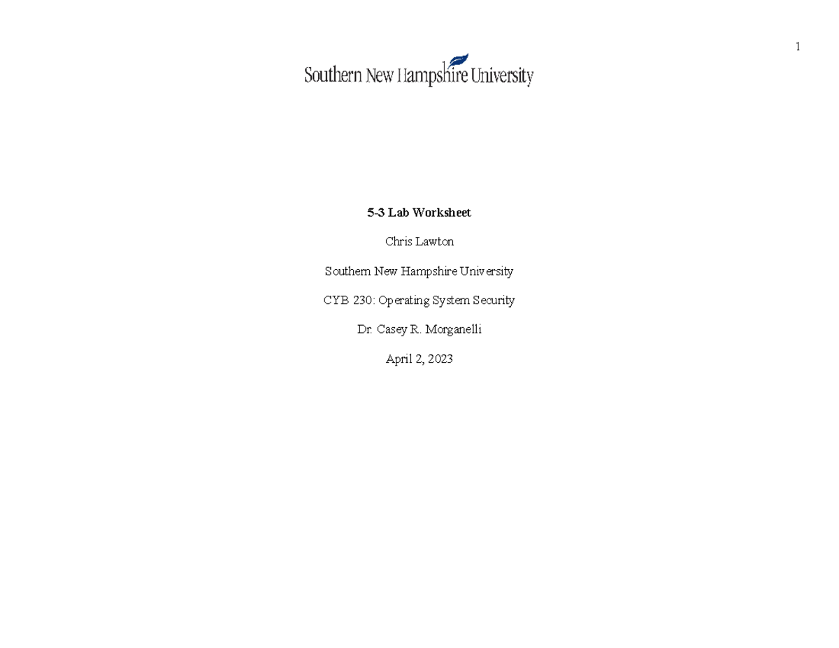 CYB 230 Module 5 Lab Worksheet: Managing Filesystem Quotas and Policies ...