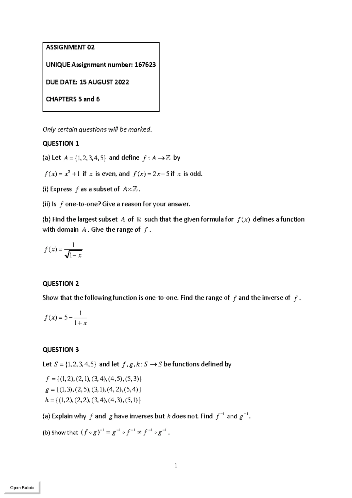 MAT2612-2022-Assignment 2-Solutions and Detailed Analysis - Studocu