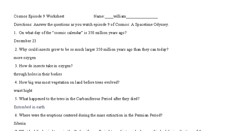Cosmos: A Spacetime Odyssey Episode 9 Worksheet - Studocu