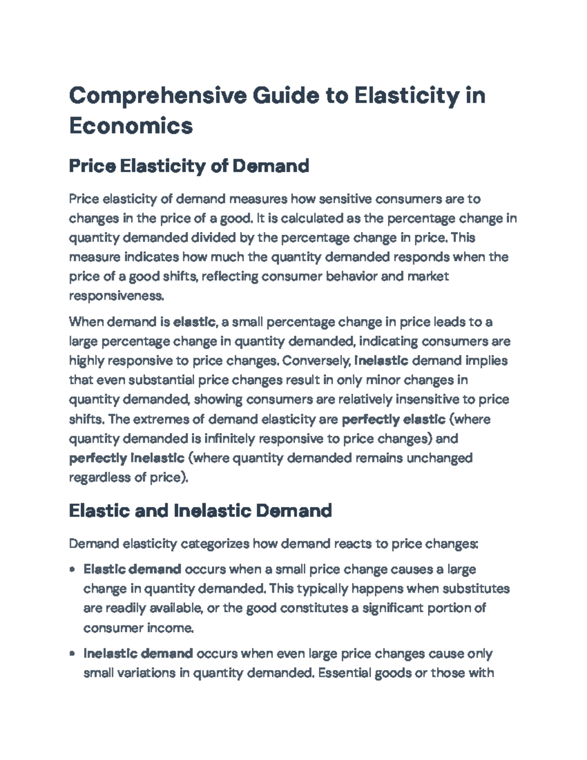 Comprehensive Guide to Elasticity in Economics (ECO 101) - Studocu