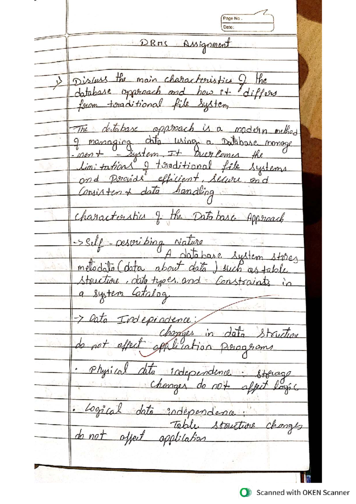 DBMS Assignment Notes: Characteristics of Database Approach vs ...