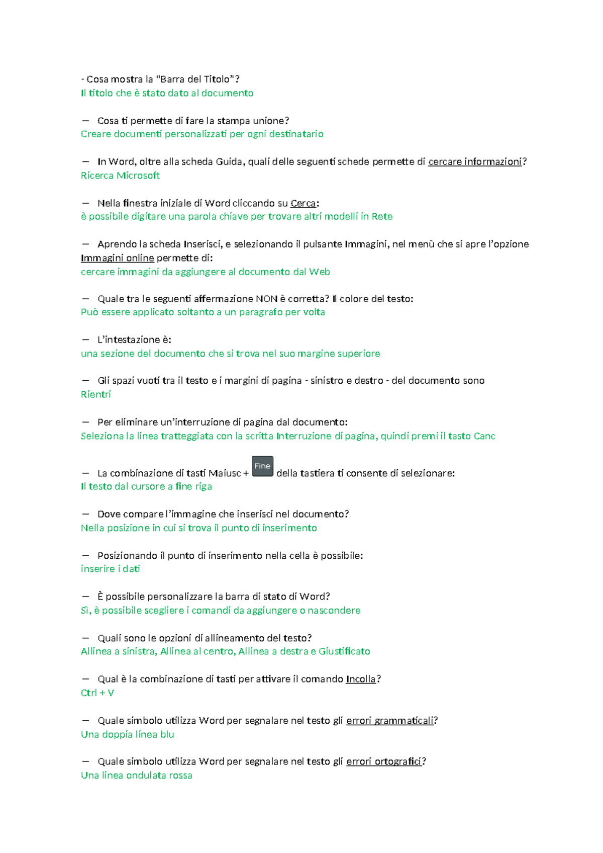 Eipass - Modulo 5 - Domande d'Esame e Risposte Word - Studocu