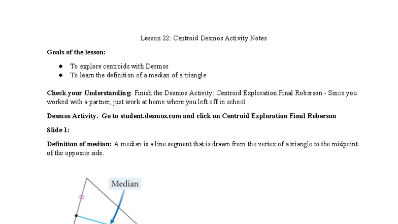 Lesson 22: Geometry Centroid Exploration with Desmos Activity Notes ...