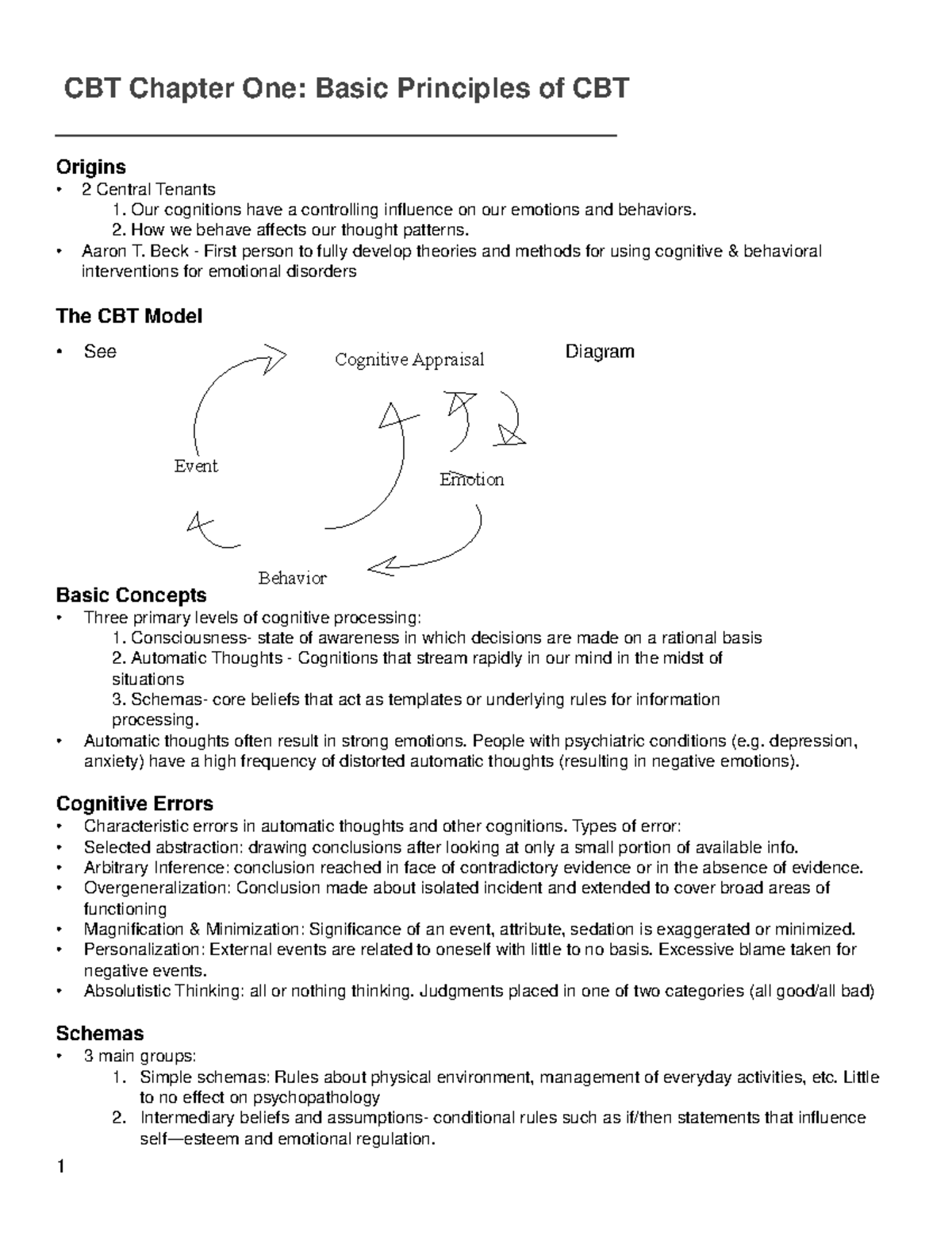 CBT CH 1: Basic Principles, Concepts & Techniques Overview - Studocu