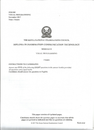 Visual programming - NOTES FOR DIPLOMA N ICT MODULE 2 - Information ...