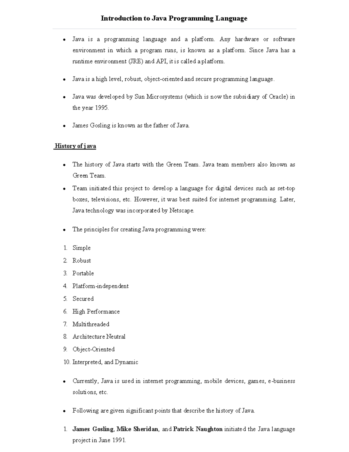 Java Programming (CS101) - Comprehensive Lecture Notes - Studocu