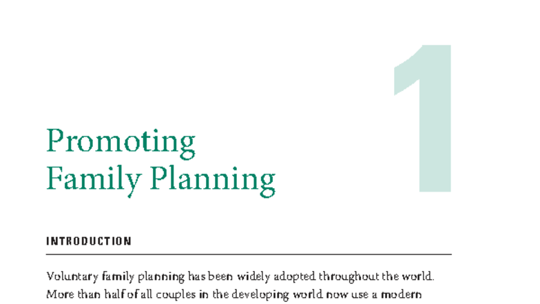 Chapter 1: Promoting Family Planning - Lecture Notes - Studocu