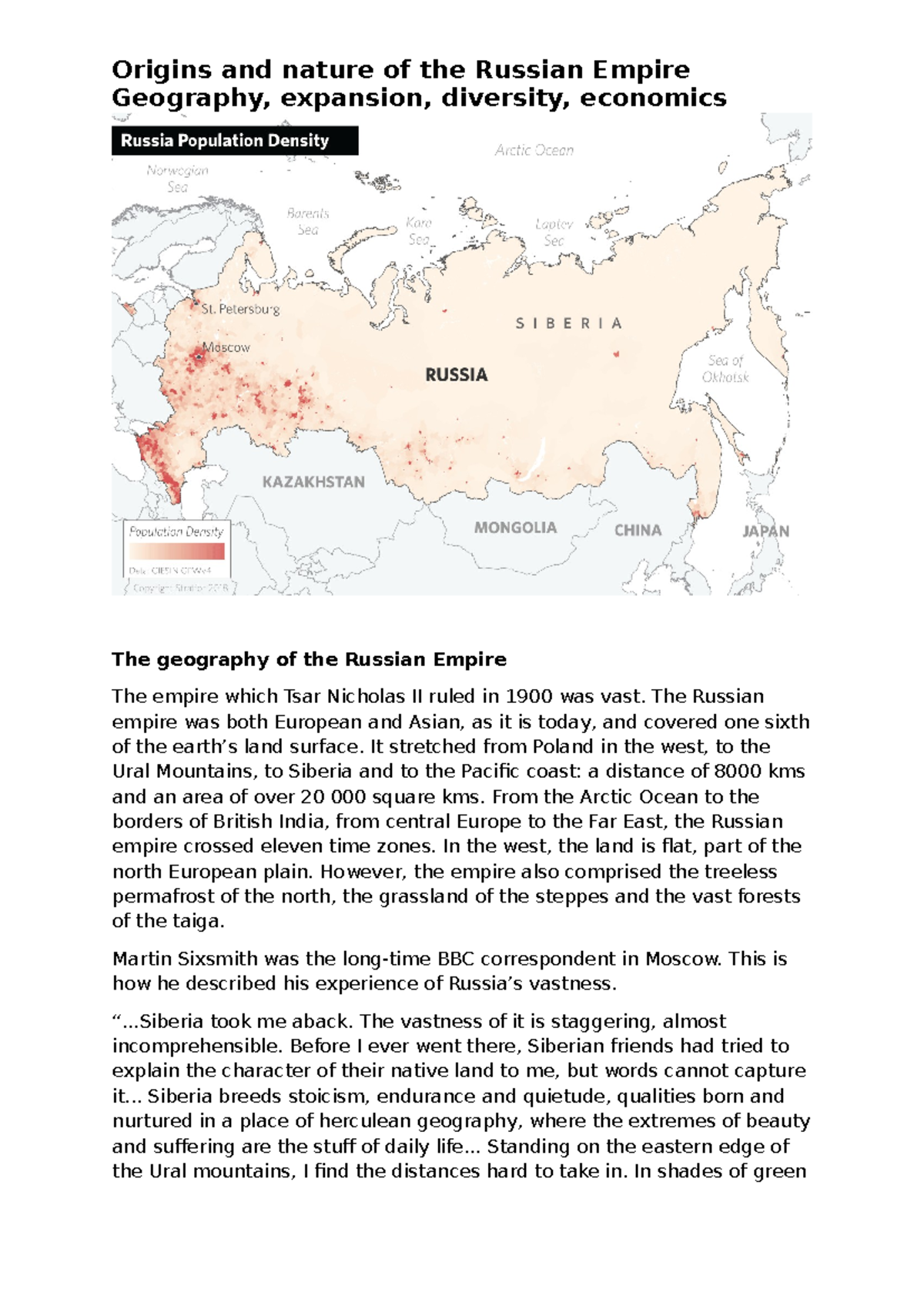 001 Origins and nature of the Russian Empire Geography, expansion ...