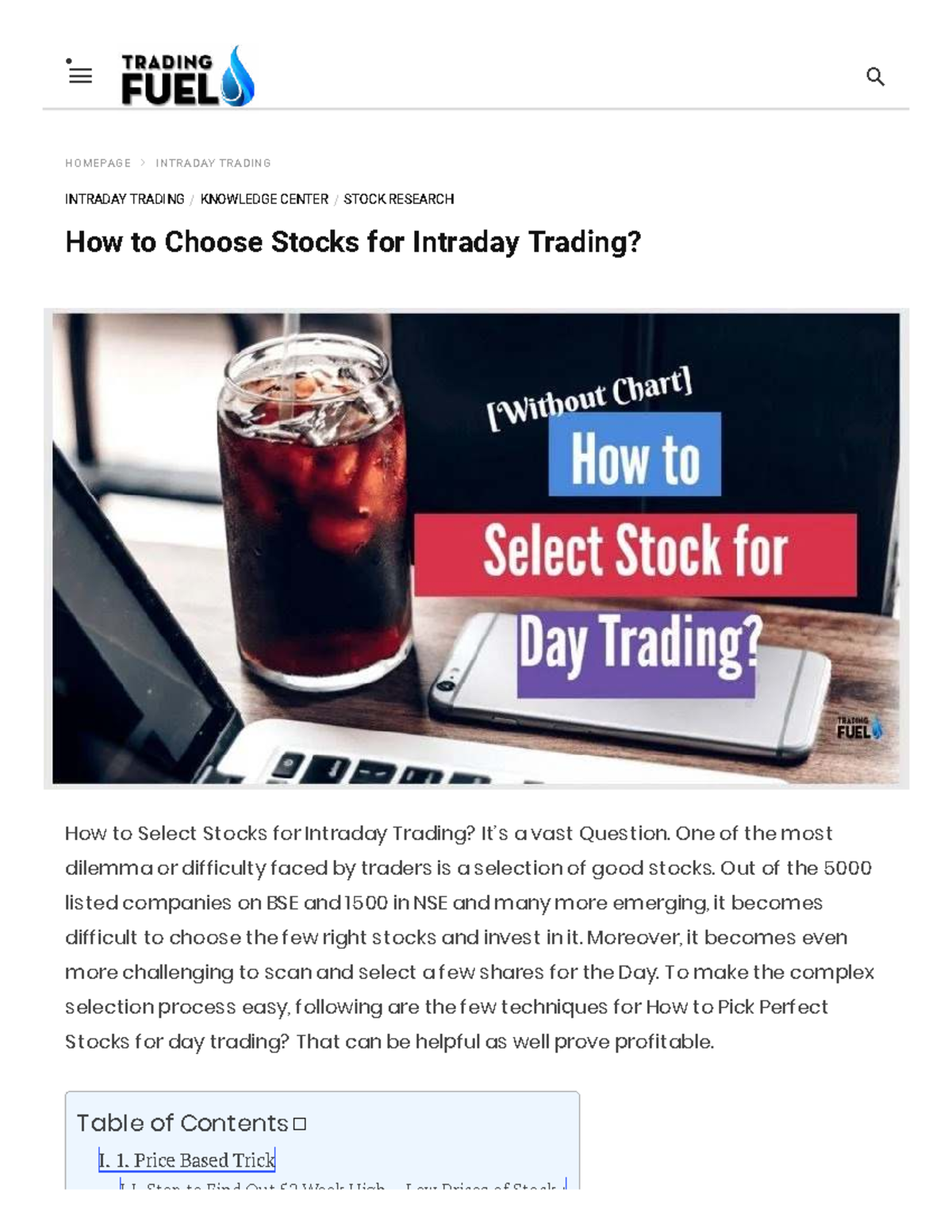 How to Select Stocks for Intraday Trading: Techniques & Strategies ...