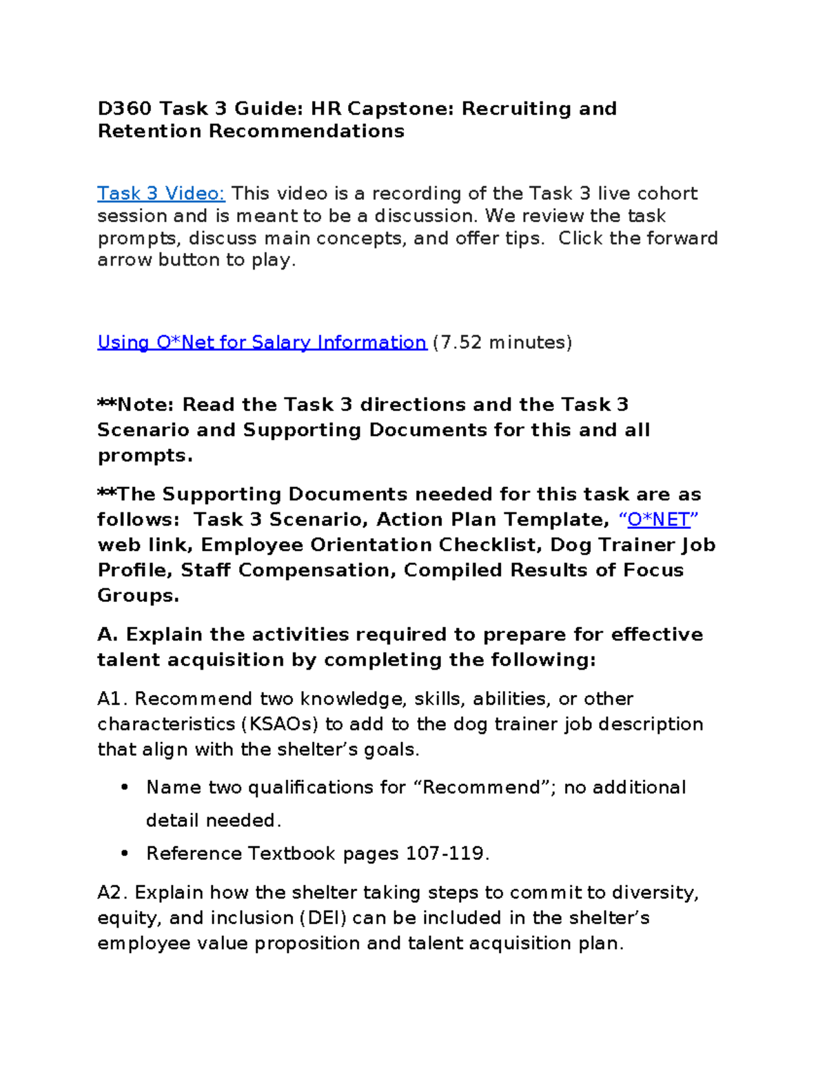 D360 Task 3 Guide: HR Capstone on Recruiting & Retention Strategies ...
